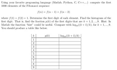 Solved Using Your Favorite Programing Language Matlab
