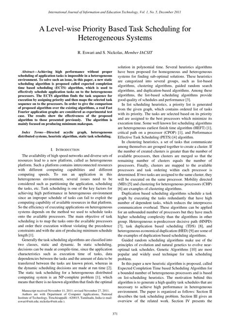 Pdf A Level Wise Priority Based Task Scheduling For Heterogeneous Systems