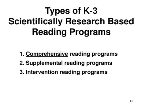 Ppt K 3 Scientifically Research Based Comprehensive Reading Programs