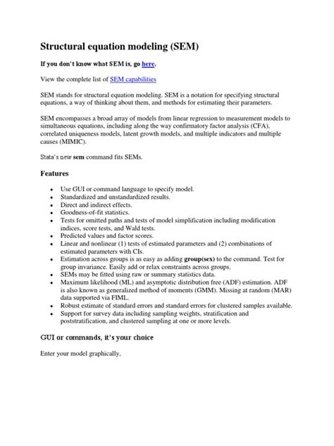 Structural Equation Modeling In Stata Pdf Structural Equation