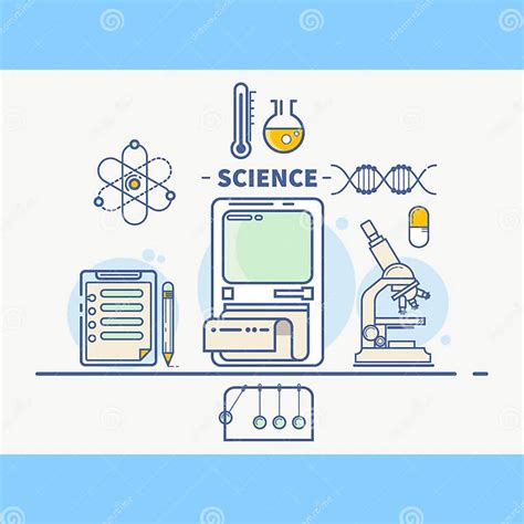 Science Colorful Concept Header Flat Design Thin Line Style Illustration Stock Vector