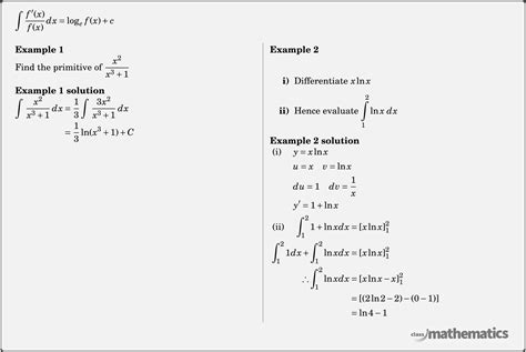 Integration Of Reciprocal Function Maths Advanced Year 12 Nsw
