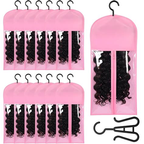 12 Pcs Dustproof Portable Wig Storage Bags With Hanger For