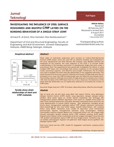 Pdf Investigating The Influence Of Steel Surface Roughness And Multiple Cfrp Layers On The