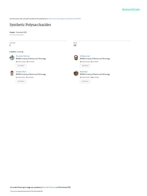 Synthetic Polysaccharides Pdf Polysaccharide Organic Polymers