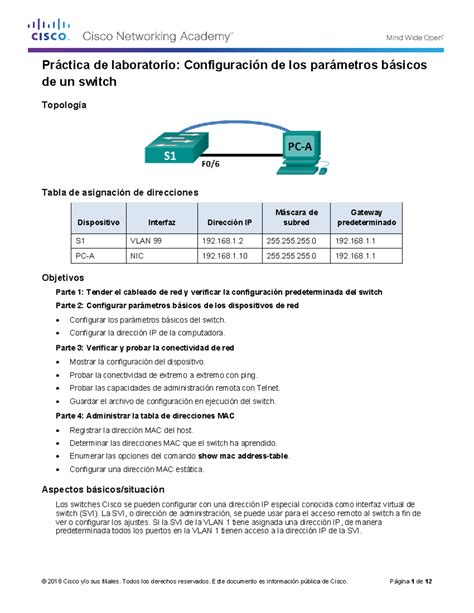 5116 Lab Configuring Basic Switch Settings Práctica De
