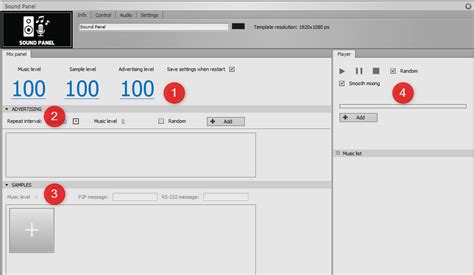 Sound Panel Overview Settings Displayforce