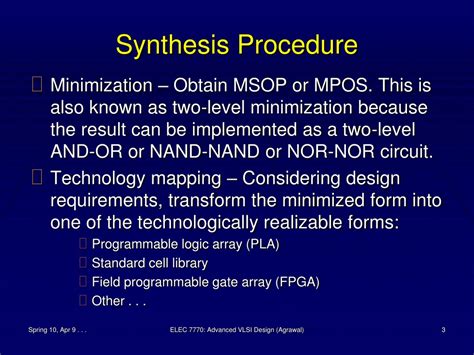 Ppt Elec 7770 Advanced Vlsi Design Spring 2010 Logic Synthesis