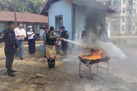 ချောင်းဆုံမြို့နယ်တွင် မီးဘေးအန္တရာယ်ကြိုတင်ကာကွယ်ရေး ပညာပေးဟောပြောပွဲနှင့် လက်တွေ့သရုပ်ပြခြင်း
