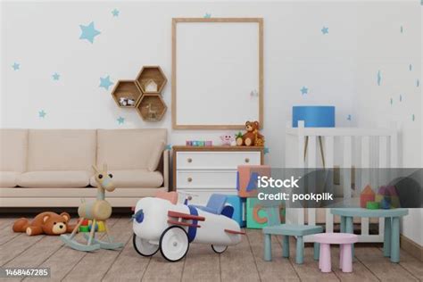 인형과 장난감이 있는 아기 아이 방의 빈 프레임 모형 보육원 어린이 방 3d 렌더링 가정의 방에 대한 스톡 사진 및 기타 이미지 가정의 방 어린 시절 침실 Istock