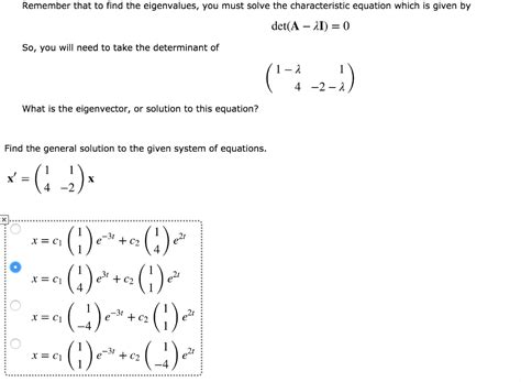 Solved Remember That To Find The Eigenvalues You Must Solve Chegg Com