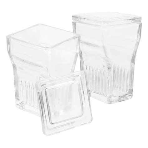 2pcs Lab Glass Staining Jar With Cover Vertical Staining Tank For 5 And