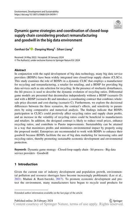 Dynamic Game Strategies And Coordination Of Closed Loop Supply Chain Considering Product