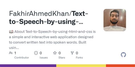 Github Fakhirahmedkhantext To Speech By Using Html And Css