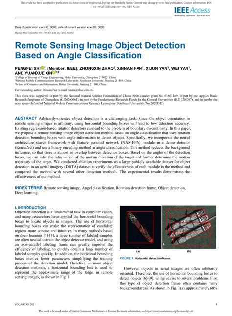 Pdf Remote Sensing Image Object Detection Based On Angle Classification