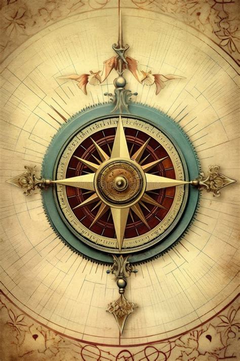 Vintage Compass Pointing North With Arrows Stock Illustration