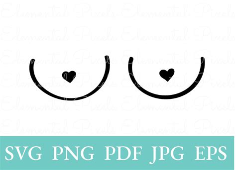 Heart Boobs Svg Simple Hand Drawn Breasts Cute Minimalist Print