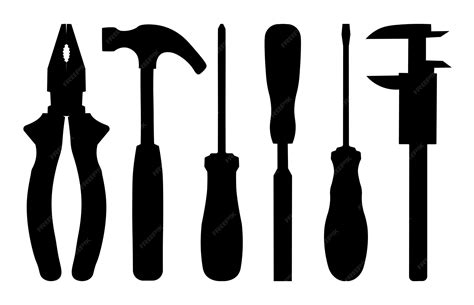 Premium Vector Set Of Hand Tools Silhouette Isolated On White Black