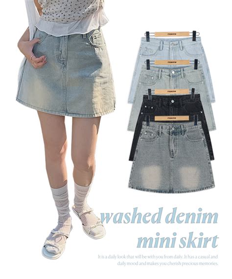 마이온샵 사계절템s~l 뉴밍 워싱 데님 스커트 25~30 미니스커트 A라인미니스커트 청치마 숏스커트 군살커버 베이직미니스커트 데일리미니스커트 캐주얼룩