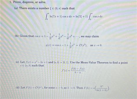 Solved 1 Prove Disprove Or Solve A There Exists A