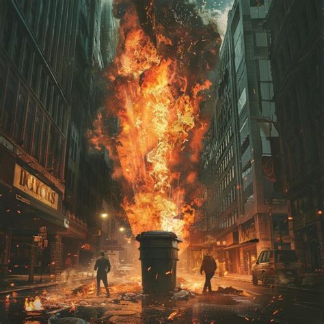 A Imagem Mostra Uma Cidade Pós Apocalíptica Com Uma Bola De Fogo