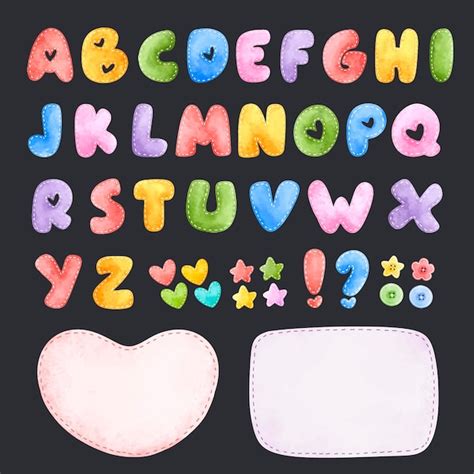 귀여운 알파벳의 수채화 세트 프리미엄 벡터