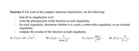 Solved Exercise For Each Of The Complex Functions Listed Chegg