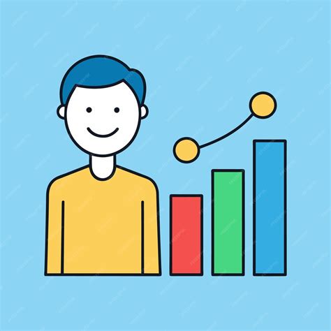 Premium Vector Illustration Of A Man Front Of Graph With Happy Facial