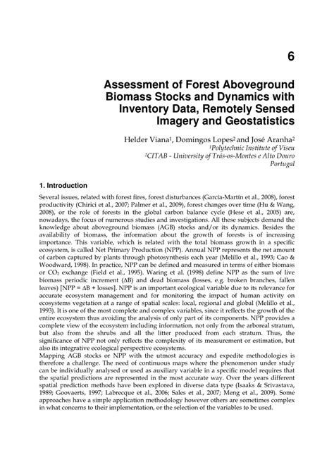 Pdf Assessment Of Forest Aboveground Biomass Stocks And Dynamics With