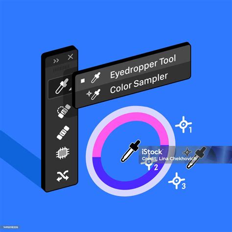 도구 패널 래스터 그래픽 편집기의 스포이드 도구 컬러 샘플러 아이소메트릭 3d 벡터 그림 건강관리와 의술에 대한 스톡 벡터 아트 및 기타 이미지 Istock