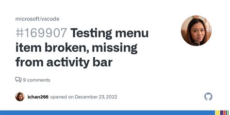 Testing Menu Item Broken Missing From Activity Bar Issue Microsoft Vscode GitHub