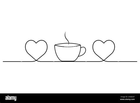 Coffee Cup Continuous One Line Art Drawing Of Isolated Outline Vector Illustration Design Stock