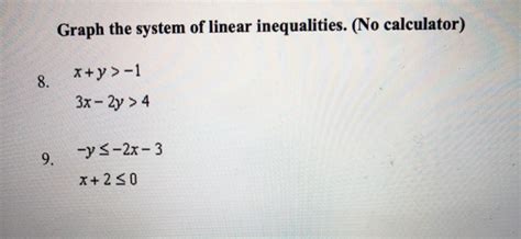 Solved Graph The System Of Linear Inequalities No