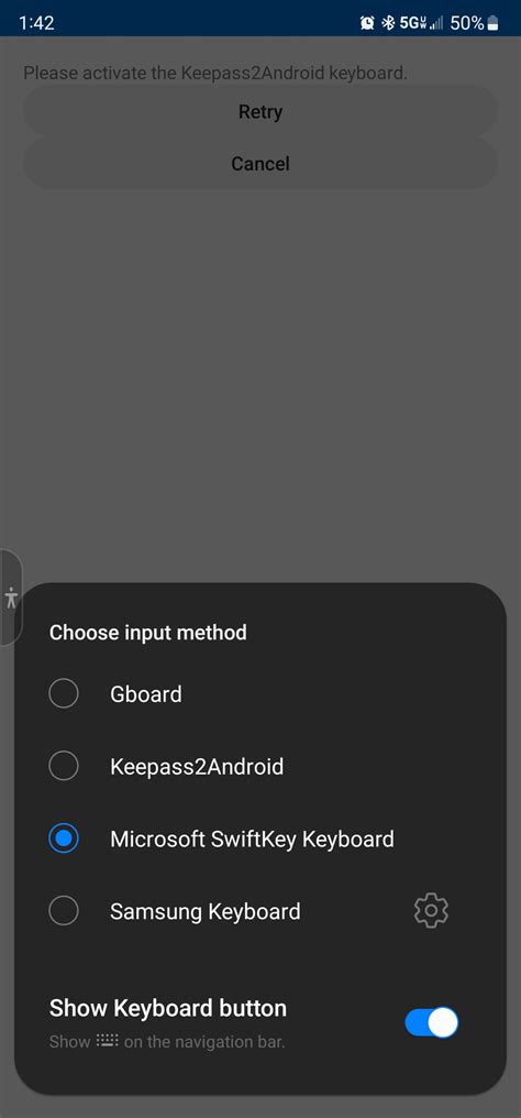 please activate the keepass2android keyboard prompt always shown
