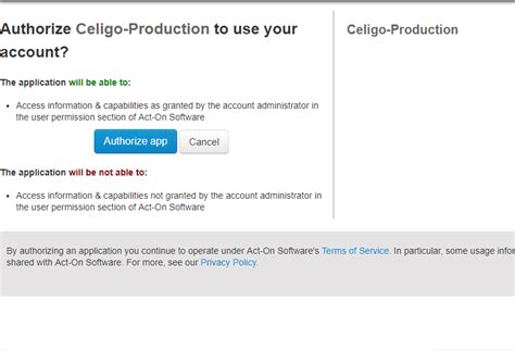 Set Up A Connection To Act On Celigo Help Center