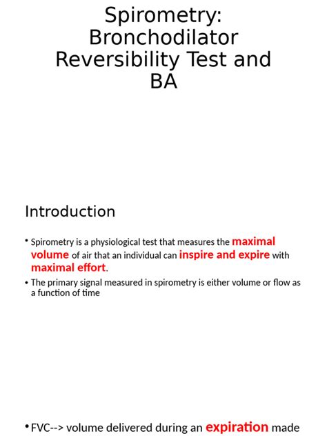 Spirometry Reversibility Test And Ba Pdf