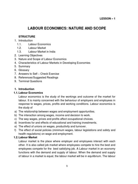 Labour Economics Lesson 1 14 Pdf Labour Economics Elasticity