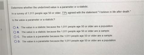 solved determine whether the underlined value is a parameter