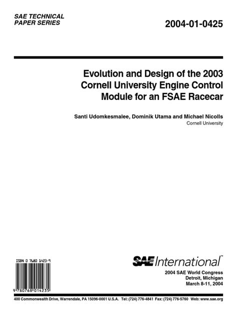 2004 01 0425 Evolution And Design Of The 2003 Cornell University