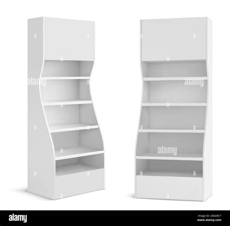 White Pos Display Stand For Supermarket Products Store And Shop Blank Promotion Rack Mockup