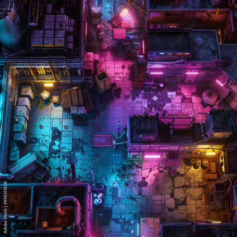 Cyberpunk Battle Map For Dnd Top Down Tabletop Role Playing Game Map