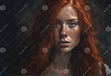 Portrait Of Redhead Woman With Blue Hair Portrait Of Redhead Woman With