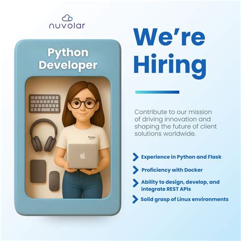Hiring Pythondeveloper Techjobs Nuvolar Works
