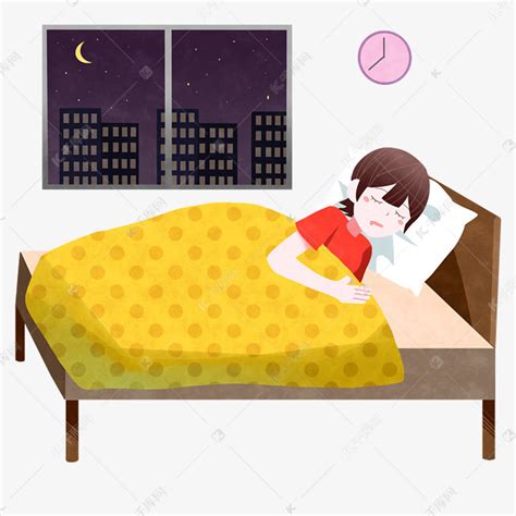 躺床上睡觉的女孩插画素材图片免费下载 千库网