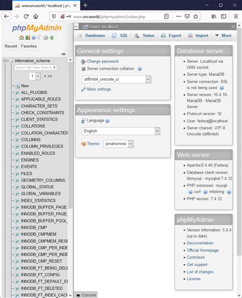 Fedora 33 Mariadb Install Phpmyadmin Server World