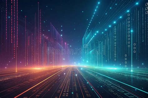 Abstract Futuristic Technology Background With Digital Data Network And Particles Stock