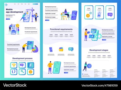 Mobile App Development Flat Landing Page Vector Image