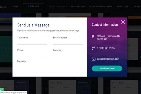 contact us popup form on behance