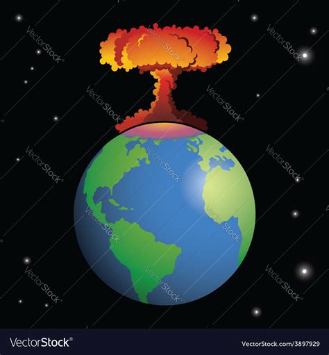 Nuclear Weapon Exploding On Earth Royalty Free Vector Image