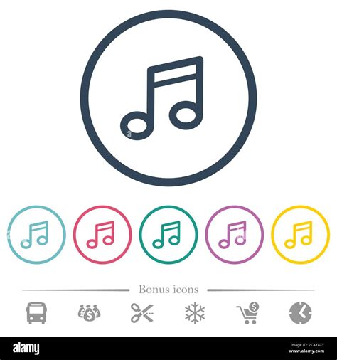 Music Note Flat Color Icons In Round Outlines 6 Bonus Icons Included